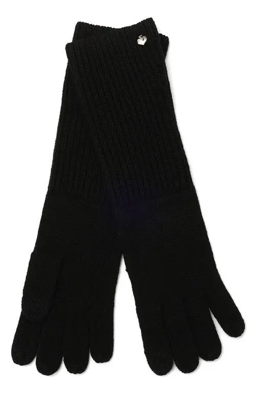Kate Spade New York Spade Knit Long Gloves - Black