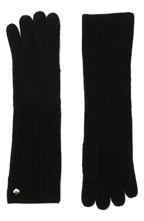 Kate Spade New York Spade Knit Long Gloves - Black