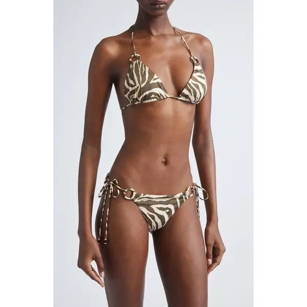 Zimmermann Wanderlust Ring Tie Two-piece Bikini Swimsuit - Zebra