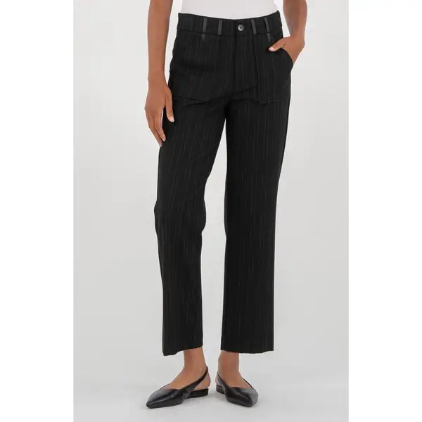 Kut From The Kloth Faye High-waist Pinstripe Wide-leg Pants - Black