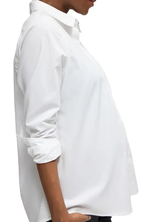 Ingrid & Isabel® Maternity Poplin Button Down - White