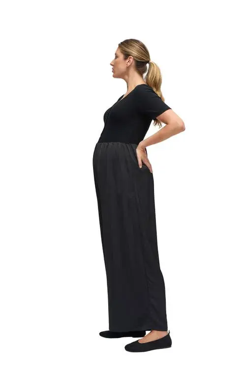 INGRID & ISABEL Mixed Media Maternity Jumpsuit