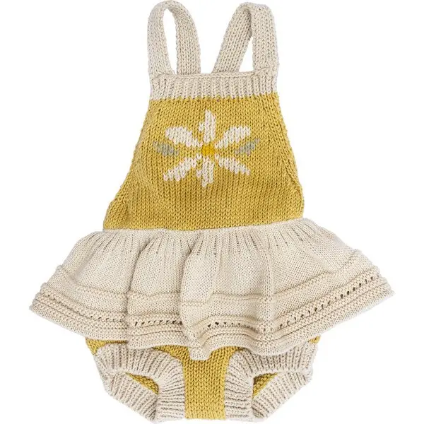WILD WAWA Daisy Knit Romper - Honeycomb