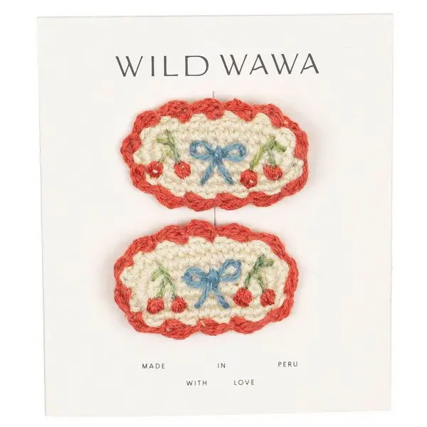 WILD WAWA Crochet Hair Clip Set - Cherry Red
