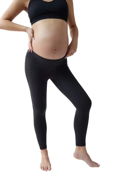 INGRID & ISABEL Maternity And Postpartum Active Workout Leggings 2-pack Bundle - Black/navy