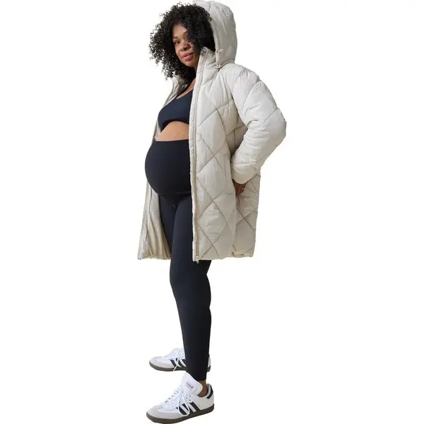 INGRID & ISABEL Maternity Longline Puffer - Stone
