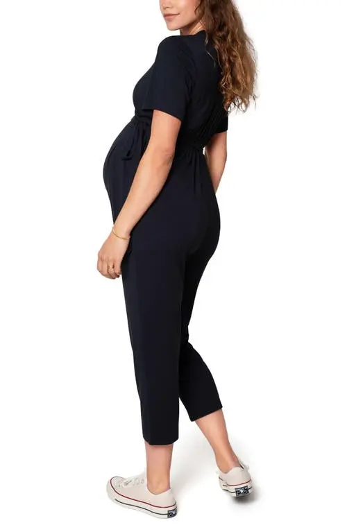 Ingrid & Isabel® Ingrid & Isabel Everywear Short Sleeve Maternity + Nursing Jumpsuit - Black