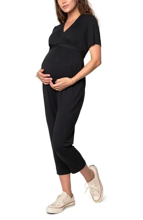 Ingrid & Isabel® Ingrid & Isabel Everywear Short Sleeve Maternity + Nursing Jumpsuit - Black