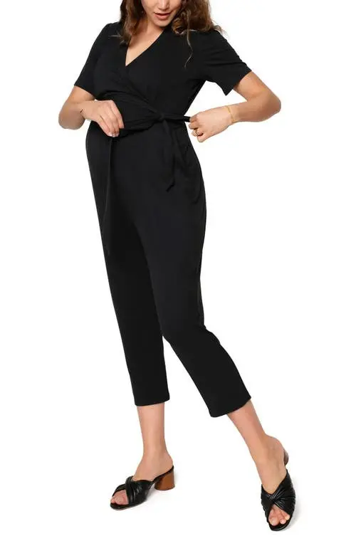 Ingrid & Isabel® Ingrid & Isabel Everywear Short Sleeve Maternity + Nursing Jumpsuit - Black