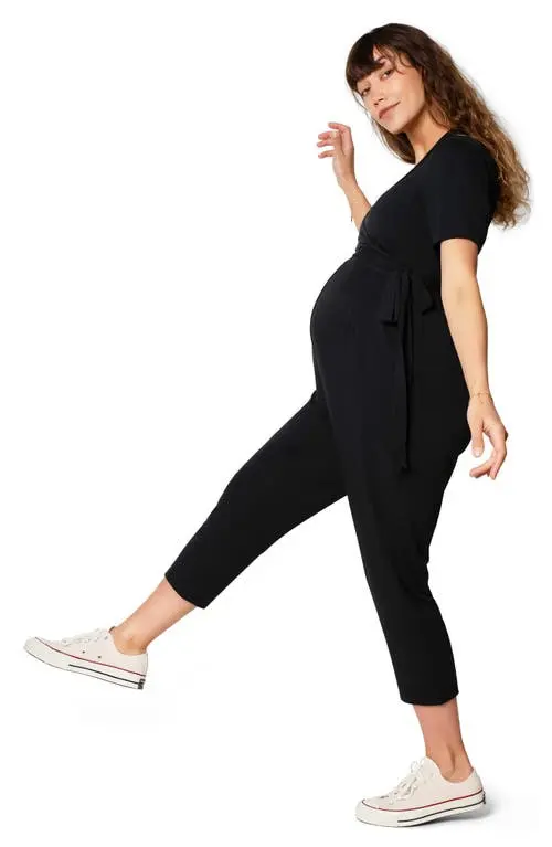 Ingrid & Isabel® Ingrid & Isabel Everywear Short Sleeve Maternity + Nursing Jumpsuit - Black