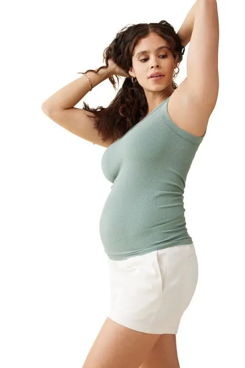 INGRID & ISABEL Seamless Maternity Rib Tank - Sage