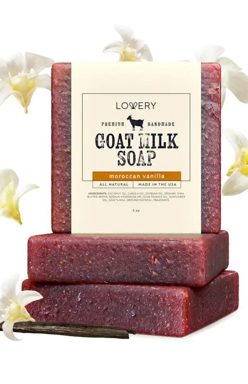 LOVERY Handmade Goat Milk Soap Made In Usamoroccan Vanilla3 Pack - Red/ Beige/ Black