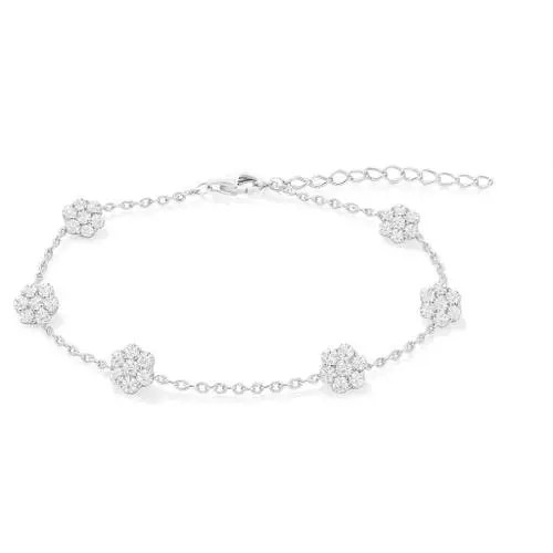 DONATELLO GIAN Sterling Crystal Flower Bracelet - Silver