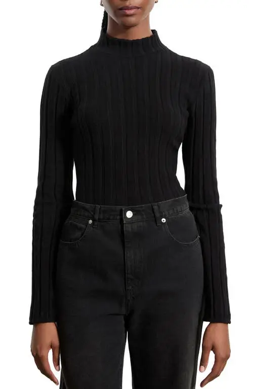 MARCELLA Samia Mock Neck Ribbed Sweater