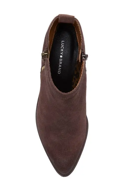 Lucky Brand Ailein Pointed Toe Bootie - Chocolate Suede