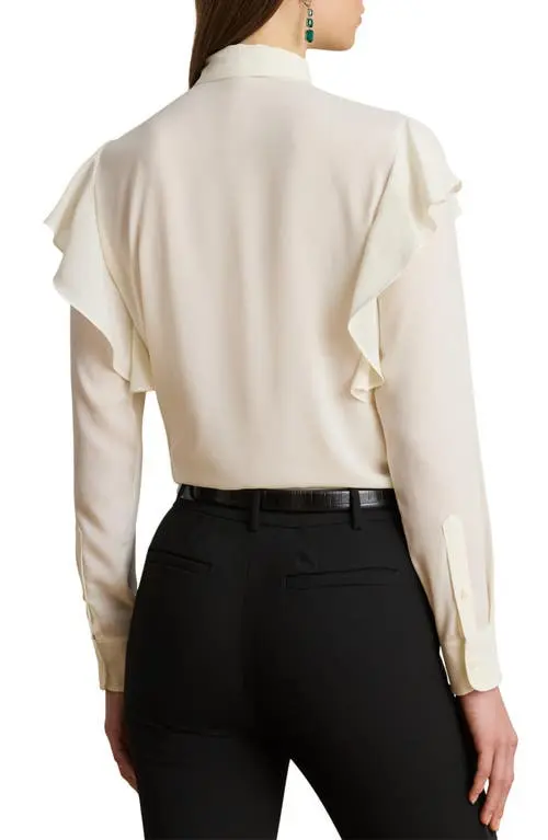 Ralph Lauren Tie Neck Ruffle Top