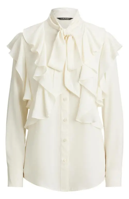 Ralph Lauren Tie Neck Ruffle Top