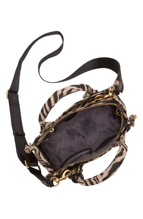 Vince Camuto Zhury Zebra Stripe Fringe Trim Tote