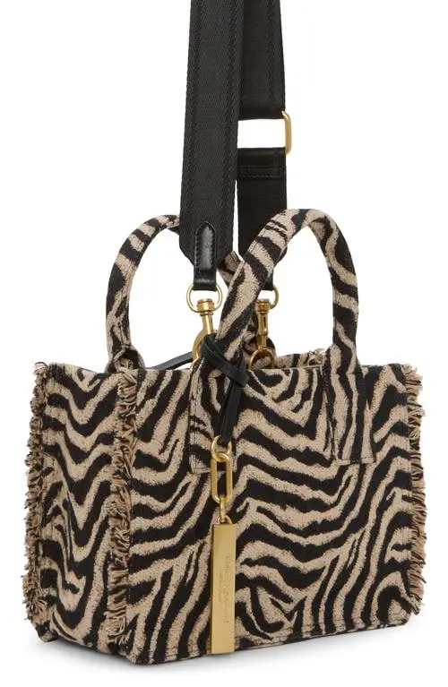 Vince Camuto Zhury Zebra Stripe Fringe Trim Tote