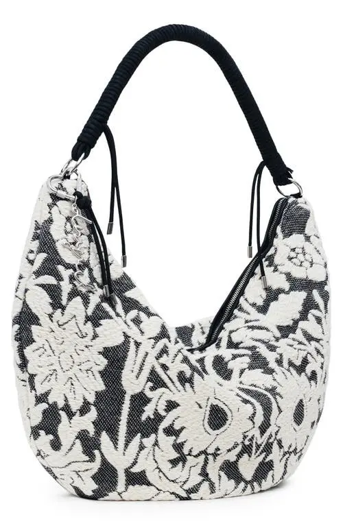 Desigual Floral Embroidered Shoulder Bag - Black