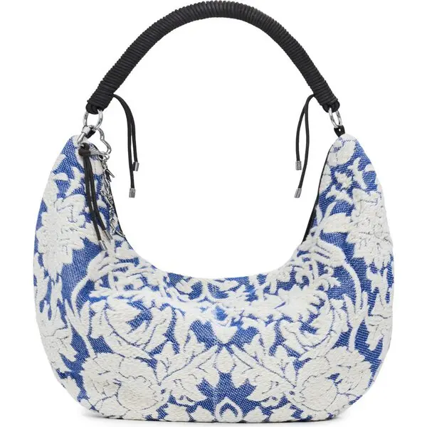 Desigual Floral Embroidered Shoulder Bag - Royal Blue