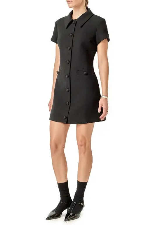 English Factory Velvet Button Mini Shirtdress