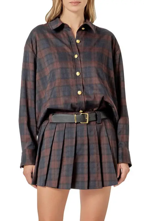 English Factory Oversized Plaid Shacket