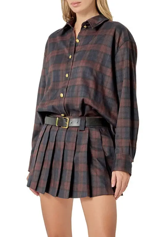 English Factory Oversized Plaid Shacket