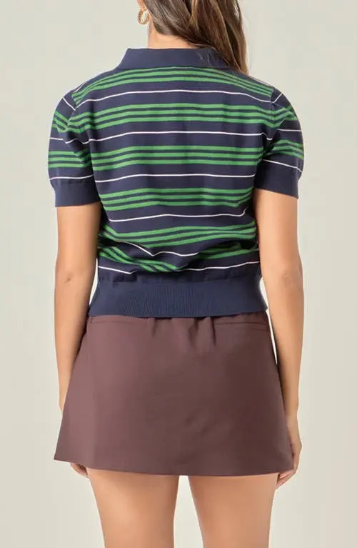 English Factory Striped Polo Sweater - Navy/multi