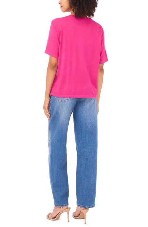 Vince Camuto Crewneck Knit Top - Peony Punch