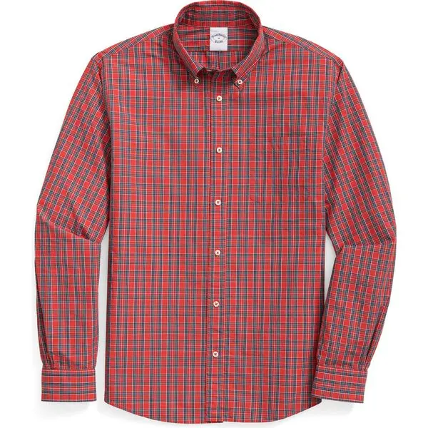 Brooks Brothers Friday Check Cotton Poplin Button-down Shirt - Red Stewart
