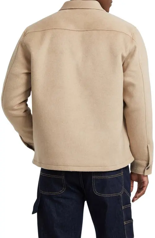 Guess Button-up Fleece Shirt Jacket - Beige