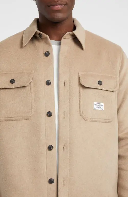 Guess Button-up Fleece Shirt Jacket - Beige