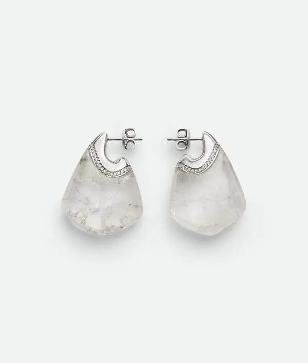 Bottega Veneta Fin Earrings - Rock Crystal/white