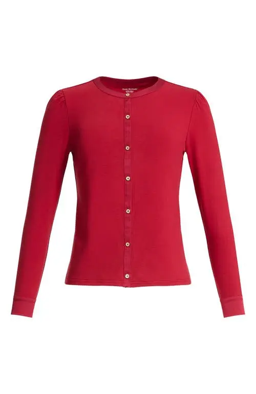 ISAAC MIZRAHI NEW YORK Button Detail Knit Top - Red
