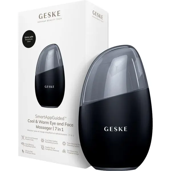 GESKE Smartappguided Cool & Warm Eye & Face Massager | 7 In 1 - Black