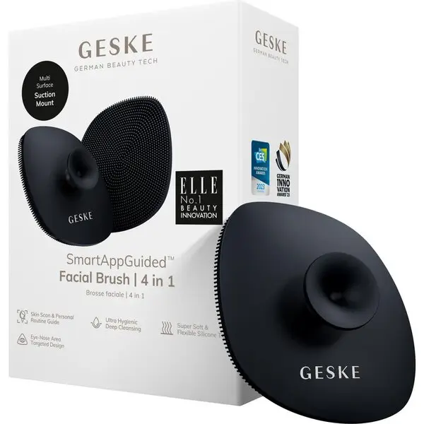 GESKE Smartappguided Facial Brush With Handle | 4 In 1 - Black