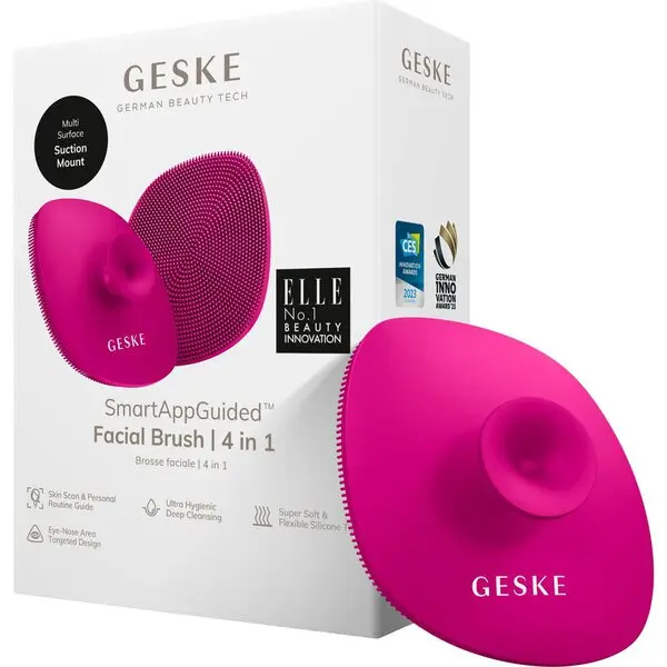 GESKE Smartappguided Facial Brush With Handle | 4 In 1 - Magenta