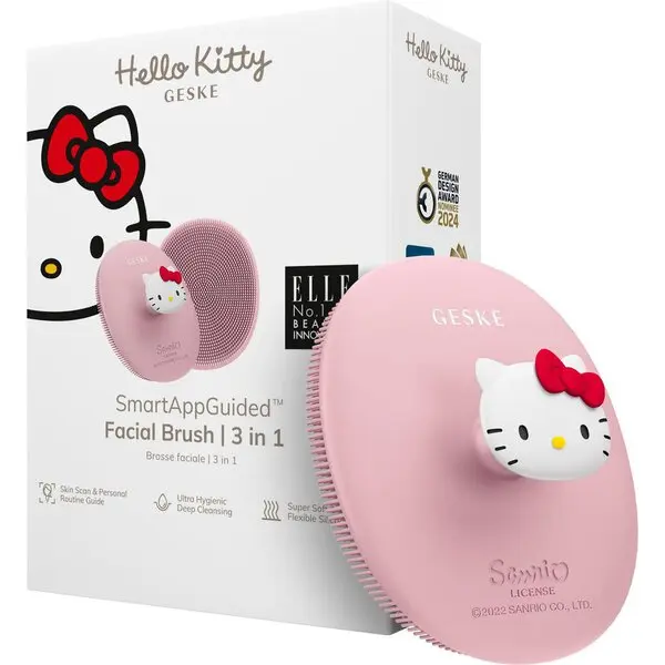 GESKE Hello Kitty Smartappguided Facial Brush With Handle | 3 In 1 - Hello Kitty Pink