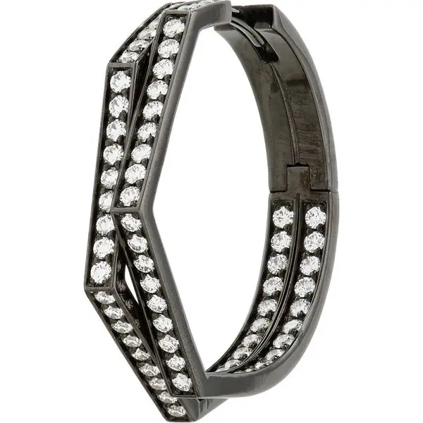 REPOSSI Antifer 2-row Pavé Diamond Huggie Hoop Earring - Black Gold