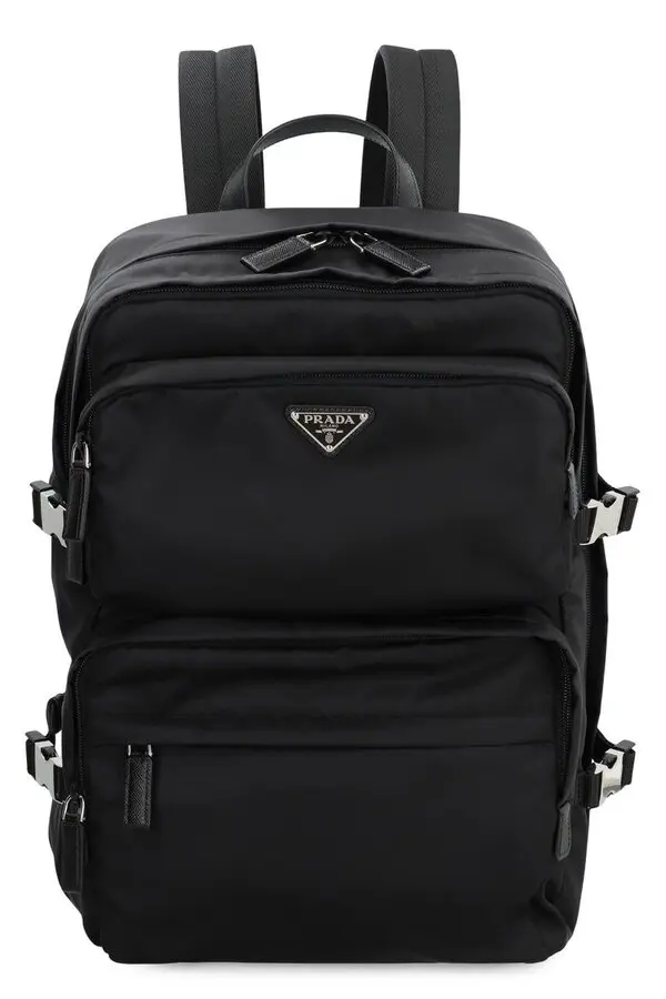 Prada Leather Details Re-nylon Backpack - Black