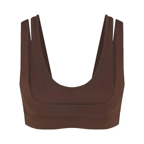 NIKESKIMS Matte Double Strap Scoop Bra 'dark Sepia