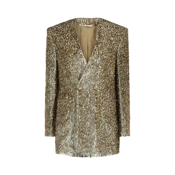 Givenchy Beaded Animal Print Single Breasted Blazer