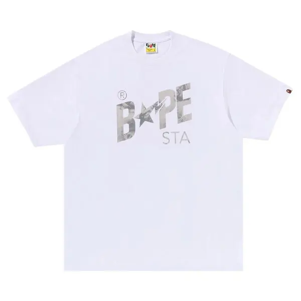 A BATHING APE Floral Camo Sta Logo Relaxed Fit Tee - White