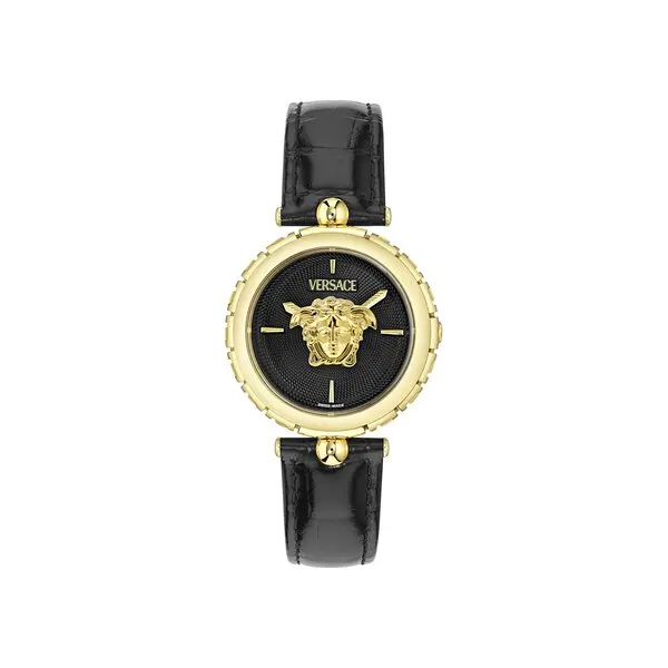 Versace Medusa Heritage Leather Watch - Gold