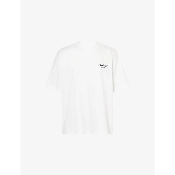 Carhartt Work In Progress Signature Script Short-sleeves Cotton-jersey T-shirt - White Black