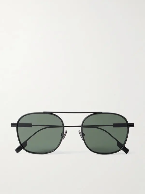Zegna Round-frame Metal Sunglasses - Black
