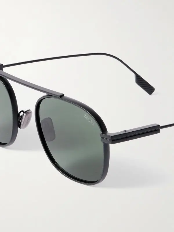 Zegna Round-frame Metal Sunglasses