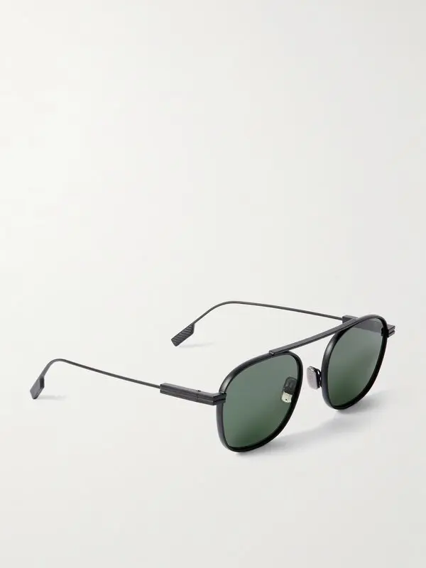 Zegna Round-frame Metal Sunglasses