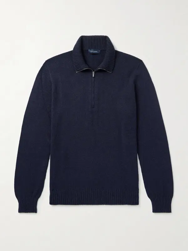 Thom Sweeney Cashmere Rollneck Half-zip Sweater